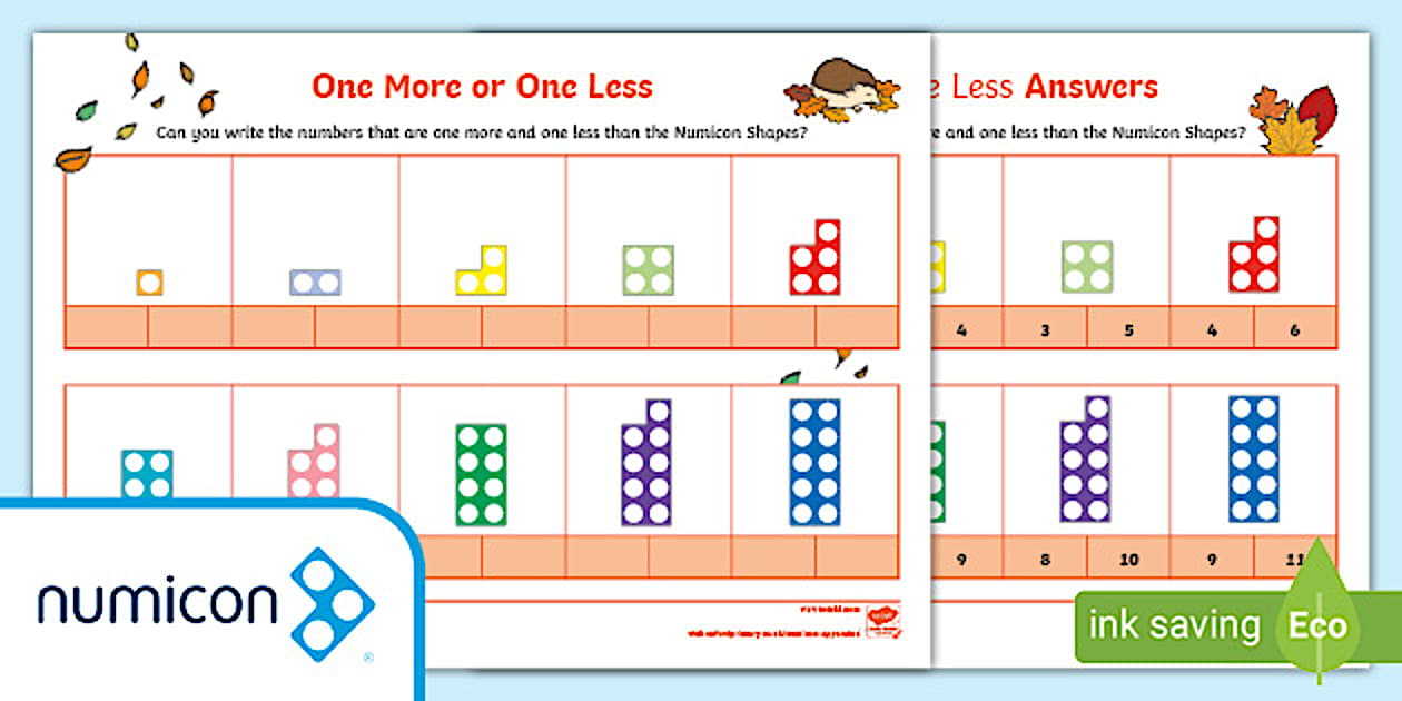 One More or One Less Autumn-Themed Numicon Shapes Activity